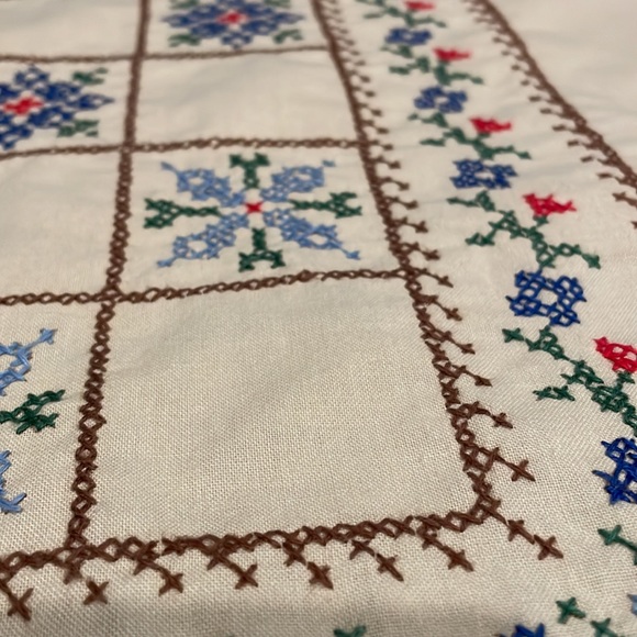 Dining | Vintage Needlepointembroidered Tablecloth Hand Made | Poshmark